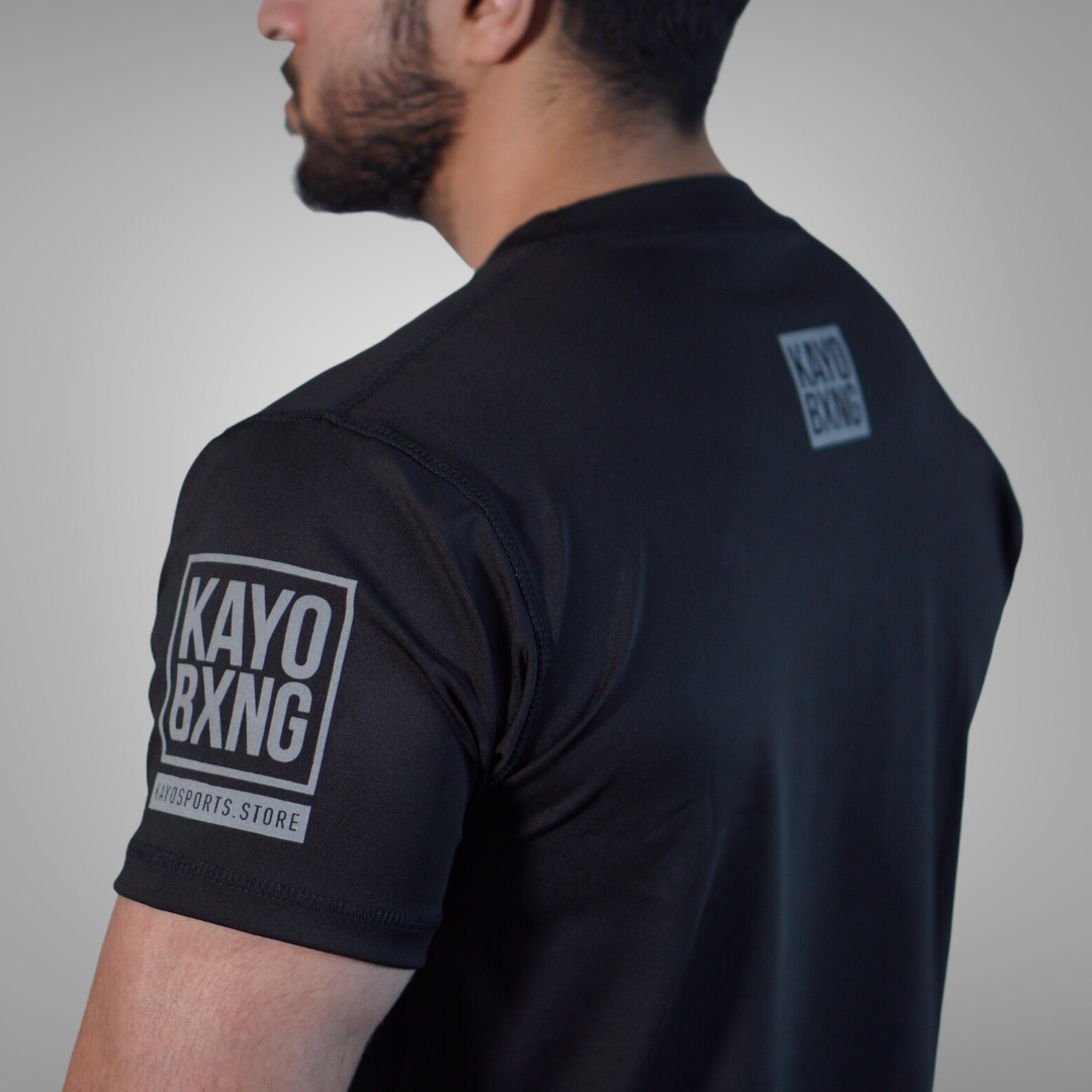 KAYO® Supremacy Tee for Winter Workouts - Black & Gunmetal Reflective ...